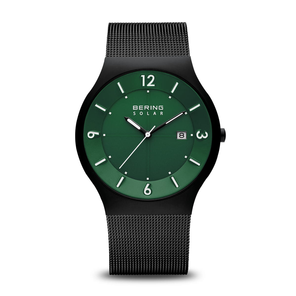 BERING Solar Brushed Black 40mm Green Dial Men's Watch 14440-229 – Time ...